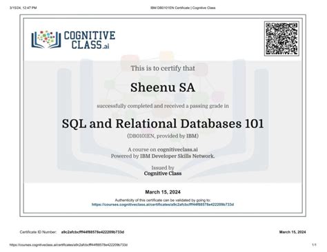 Sheenu Sa On Linkedin Sql Ibm Certification