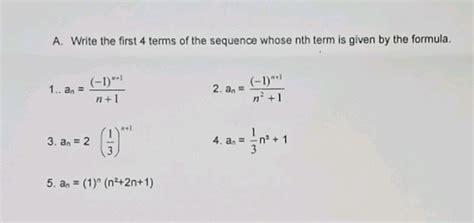 A Write The First Terms Of The Sequence Studyx