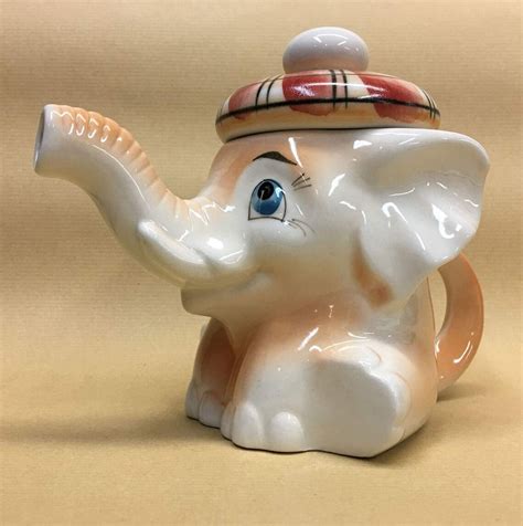 Elephant Porcelain Teapot Hand Painted Elephant Teapot Etsy