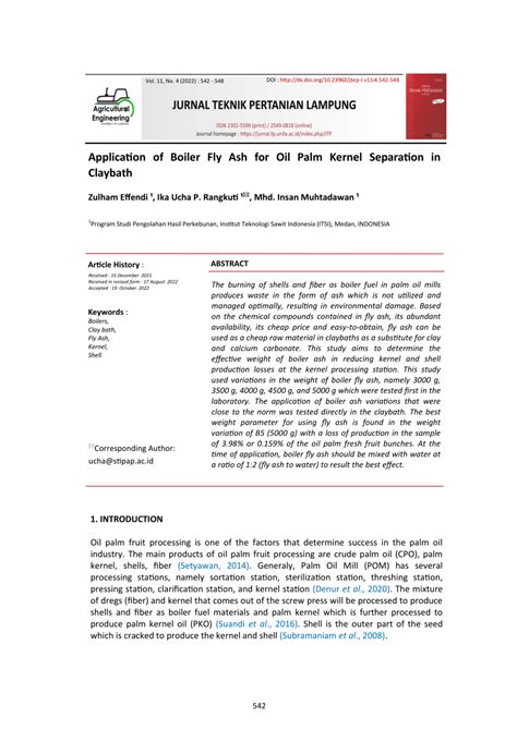 Pdf Application Of Boiler Fly Ash For Oil Palm Kernel Separation In