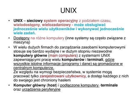 PPT Systemy sieciowe wielodost ę pne Unix Linux PowerPoint