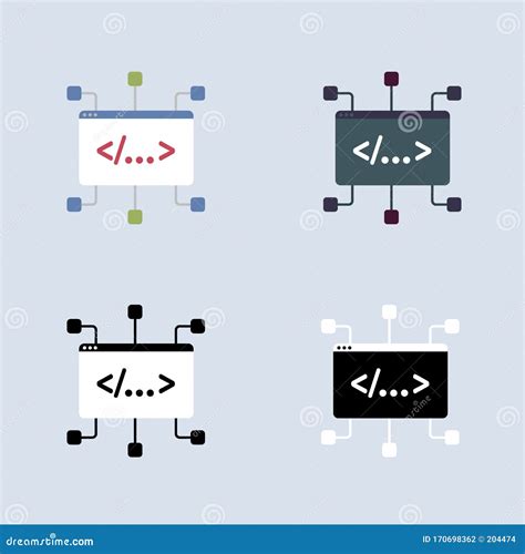 Conjunto De Iconos De Vectores Planos De Código De Programación Signo