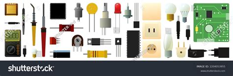 Set Radio Components Element Radio Circuit Stock Vector Royalty Free