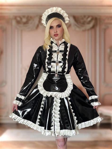 Misfitz Black Pvc Straitjacket Lockable Sissy Maids Outfit Top Quality