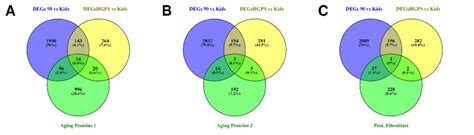 Venn Diagram Analyses Of Progeria And Aging In Our Rna Seq Results And Download Scientific