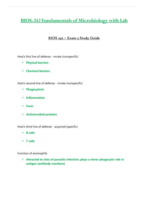 Exam 3 Study Guide Bios 242 Fundamentals Of Microbiology With Lab