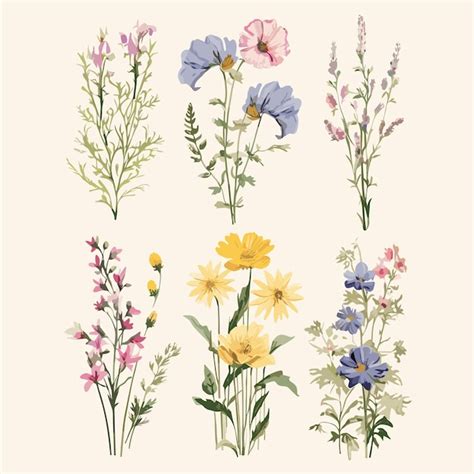 Premium Vector Set Wild Flower For Decoration