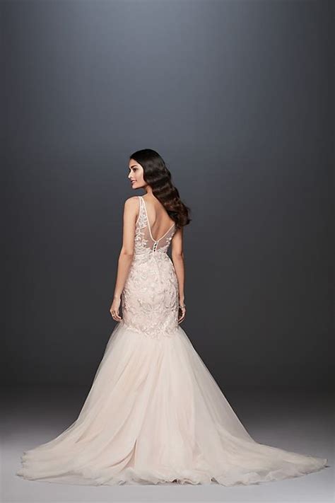 Mermaid Beaded Floral Lace Wedding Dress Davids Bridal