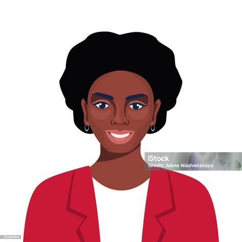 사업가 초상화입니다 비즈니스 정장을 입은 아름 다운 흑인 여성 제복을 입은 사업 기관의 직원 여자 회사원 여자 비즈니스 아바타 프로필 사진 벡터 일러스트 레이 션 경영자에