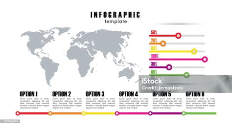 Statistik Template Infografis Dengan Peta Planet Bumi Ilustrasi Stok