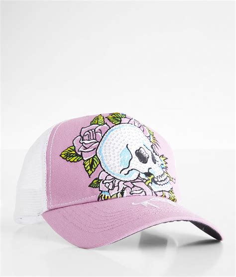 Ed Hardy Rhinestone Skull Baseball Hat Womens Hats In Pink Buckle