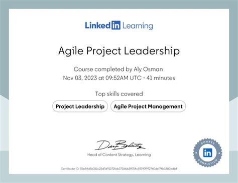 Aly Osman On Linkedin Certificate Of Completion