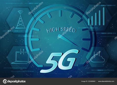5th generation mobile networks technology concept speedometer stock