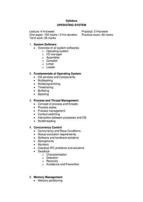 m c a sem ii operating systems syllabus operating system lecture