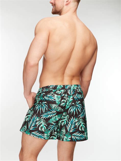 Mens Swim Shorts Tropical Leaves Dedoles