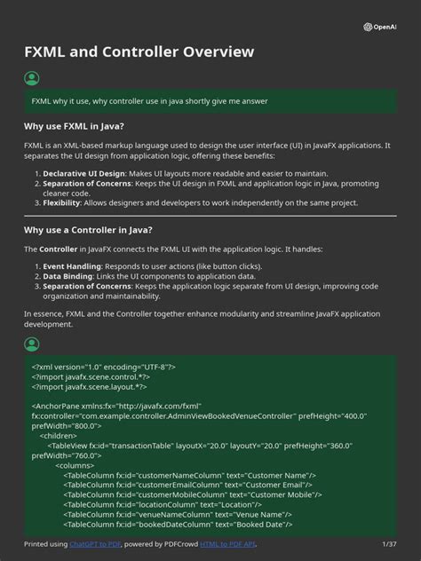 Fxml And Controller Overview Pdf Databases Class Computer