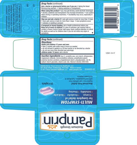Dailymed Pamprin Multi Symptom Maximum Strength Acetaminophen
