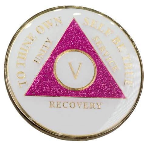 Aa Medallion Glow Dark Glitter Pink Coin 1 50 Alcoholics Anonymous