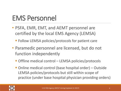 EMS Prehospital Personnel Training and Scope of Practice - ppt download