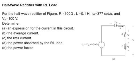 Solved Half Wave Rectifier With Rl Load For The Half Wave