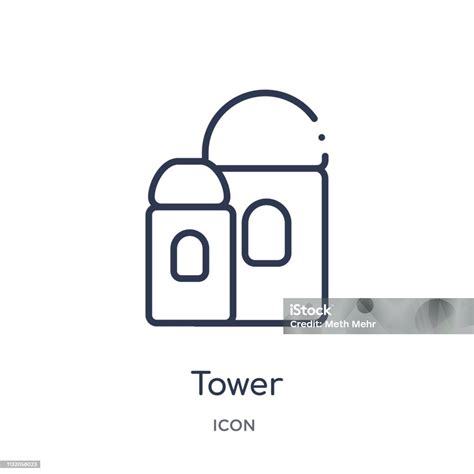 Lineaire Toren Icoon Van Desert Outline Collectie Dunne Lijn Toren
