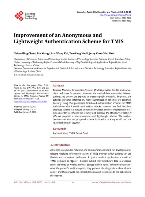 pdf improvement of an anonymous and lightweight authentication scheme