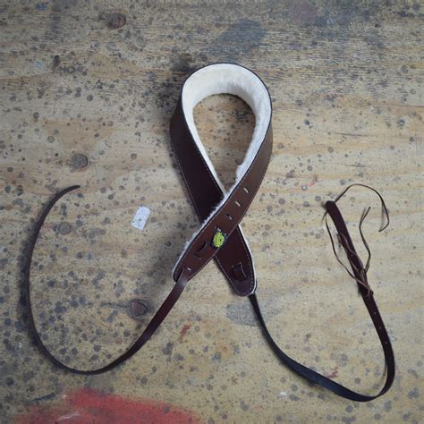 Padded Upholstery Leather Guitar Strap Tan And Brown