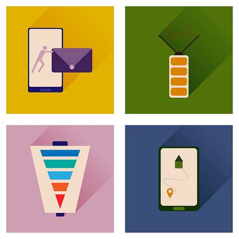 Concept Of Flat Icons With Long Shadow Mobile Vector Eps Ai Uidownload