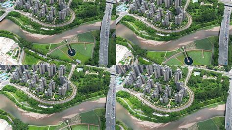 航拍深圳龙华观澜河湿地公园招商澜园视频素材下载