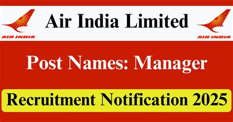 Air India Recruitment 2025 Apply Online For Various Manager Posts