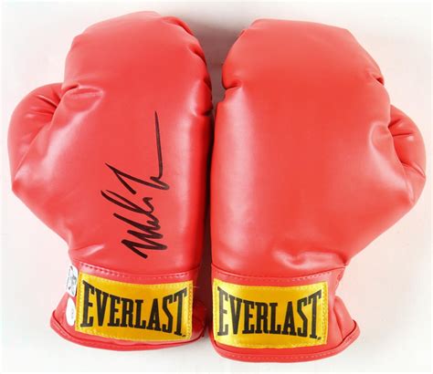 Mike Tyson Signed Everlast Boxing Glove Set And Display Case Jsa