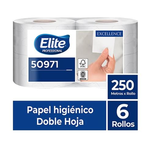 Elite Papel Higienico Jumbo Doble Hoja 250 Mts X 6