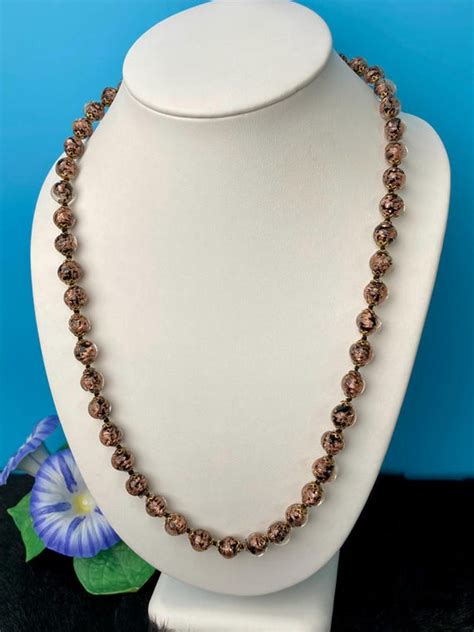 Vintage Glass Bead Necklace Venetian Glass Bead Neck Gem