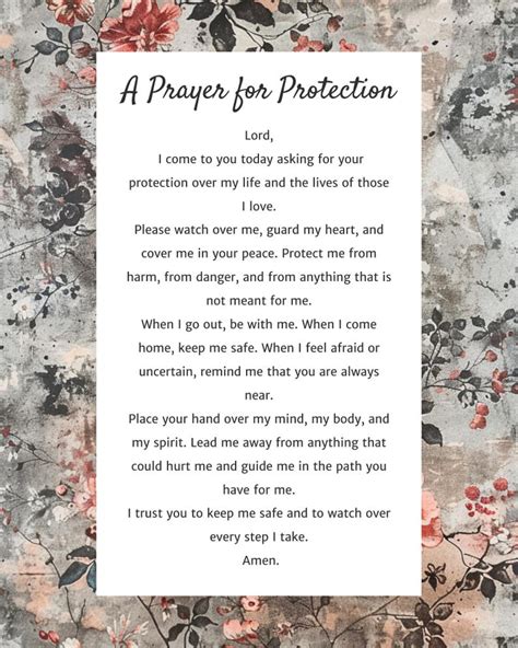 A Prayer For Protection Printable Christian Wall Art Faith Prayer
