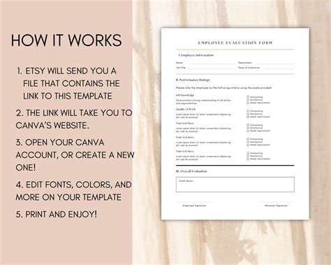 Employee Performance Evaluation Forms Canva Template Editable Canva
