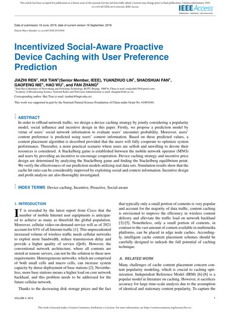 Pdf Incentivized Social Aware Proactive Device Caching With User