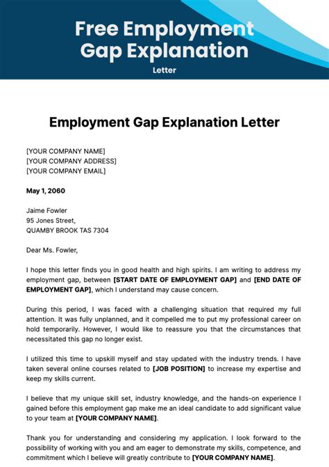 Free Employment Gap Explanation Letter Template To Edit Online