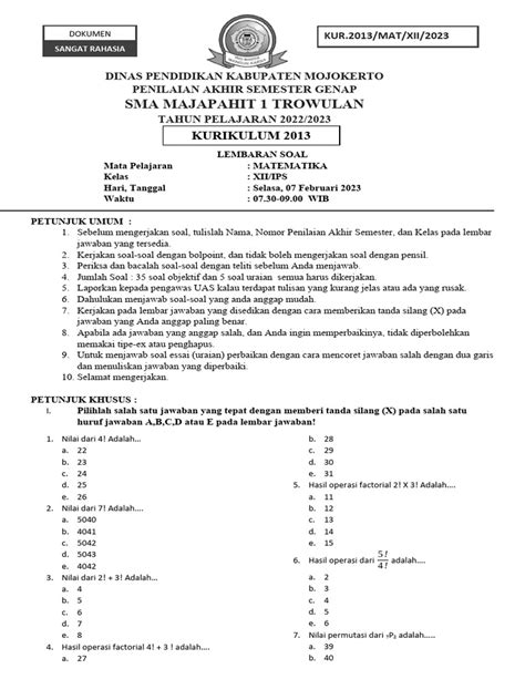 Soal Pas Matematika Sma Pdf
