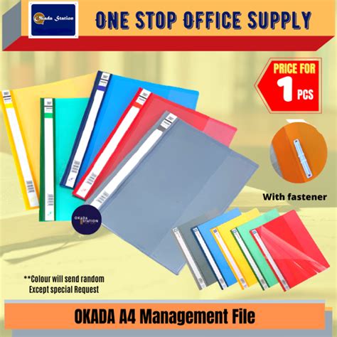 Okada 807a Management File Fail Pejabat Fail Plastik A4 File School Fial Fail Fail