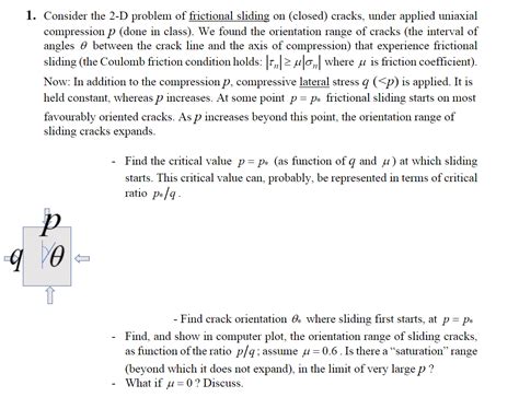1 Consider The 2 D Problem Of Frictional Sliding On