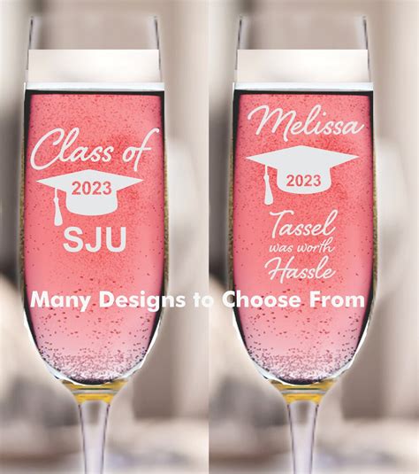 Set Of 12 Custom Graduation Champagne Glass Favors 2023 College