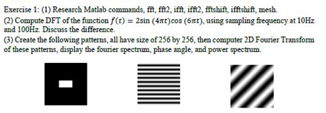 Solved Exercise Research Matlab Commands Fft Fft Chegg