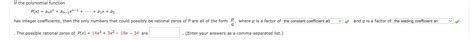 If The Polynomial Function Chegg Com