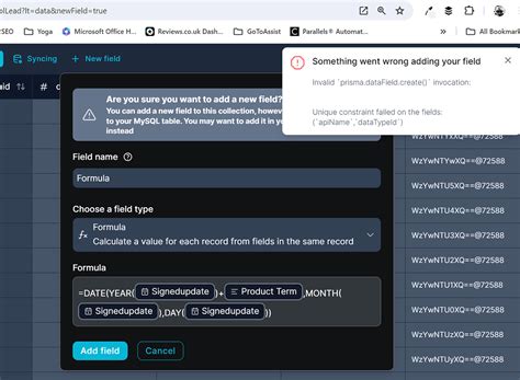 formula adding years to a date ask for help noloco