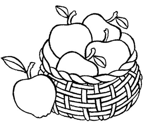Coloriage Panier plein de pommes dessin gratuit à imprimer