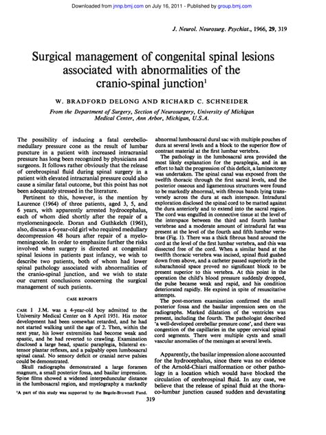 Pdf Surgical Management Of Congenital Spinal Lesions Associated With