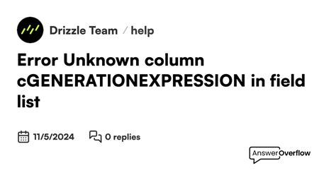Error Unknown Column Cgenerationexpression In Field List