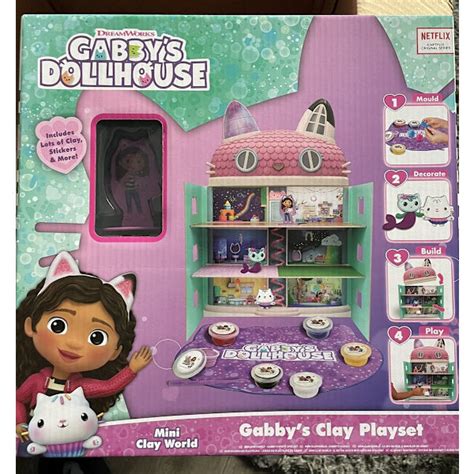 Gabbys Dollhouse Diy Clay World Cats And Dollhouse Playset 3 Brand New