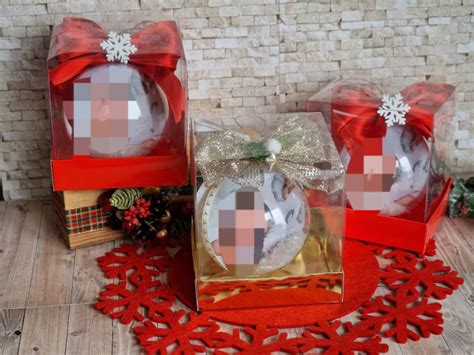 Коледни топки със снимка 10см украсени завършени с ефектна кутия Коледна топка Handmastersbg