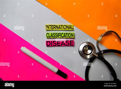 International Classification Disease Icd Text On Sticky Notes With
